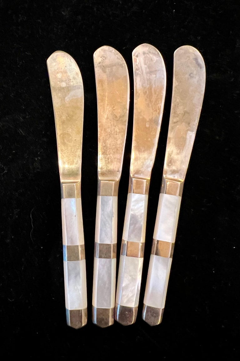 Beautiful Set for 4 Brass and Mother of Pearl Flatware at 1stDibs