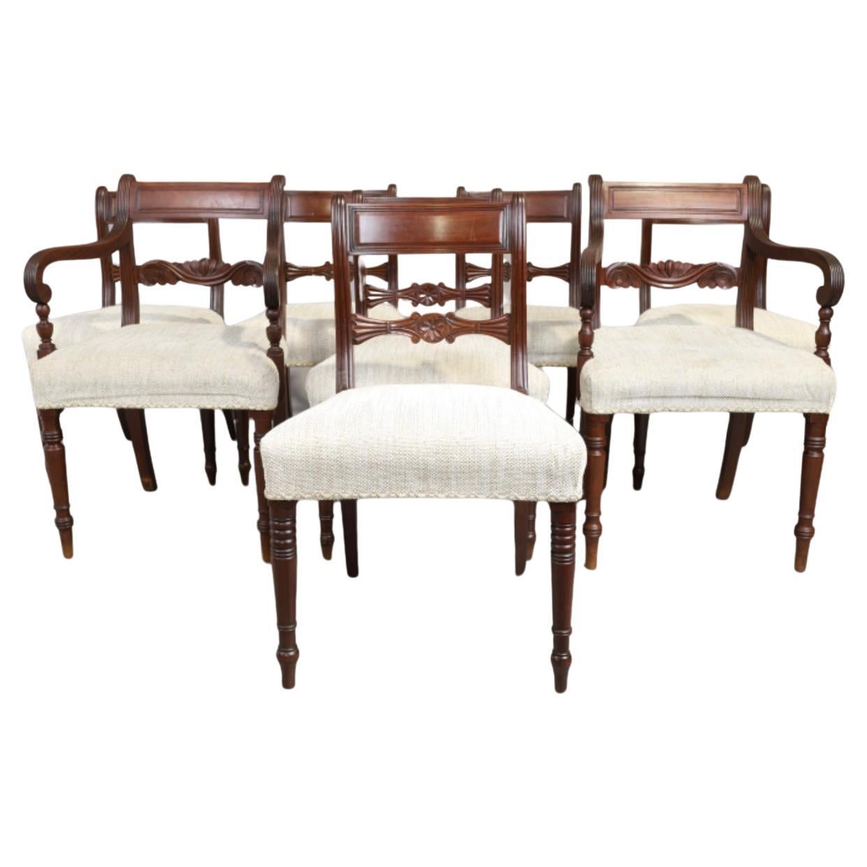 Beautiful Set Of Eight Regency Bar Back Dining Chairs For Sale at 1stDibs
