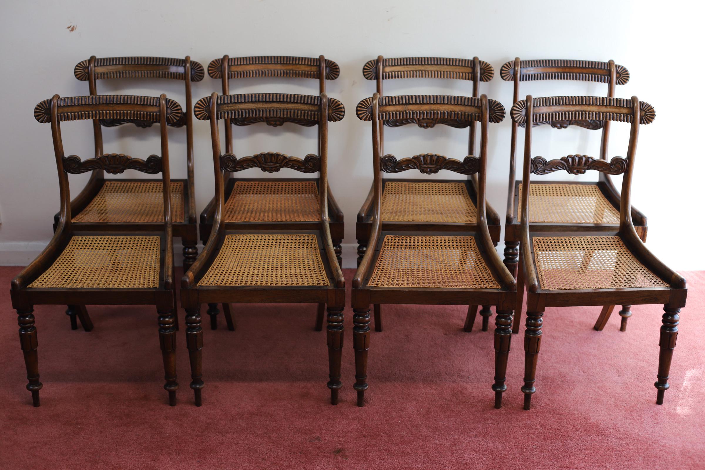 Beautiful Set Of Eight Regency Dining Chairs For Sale at 1stDibs