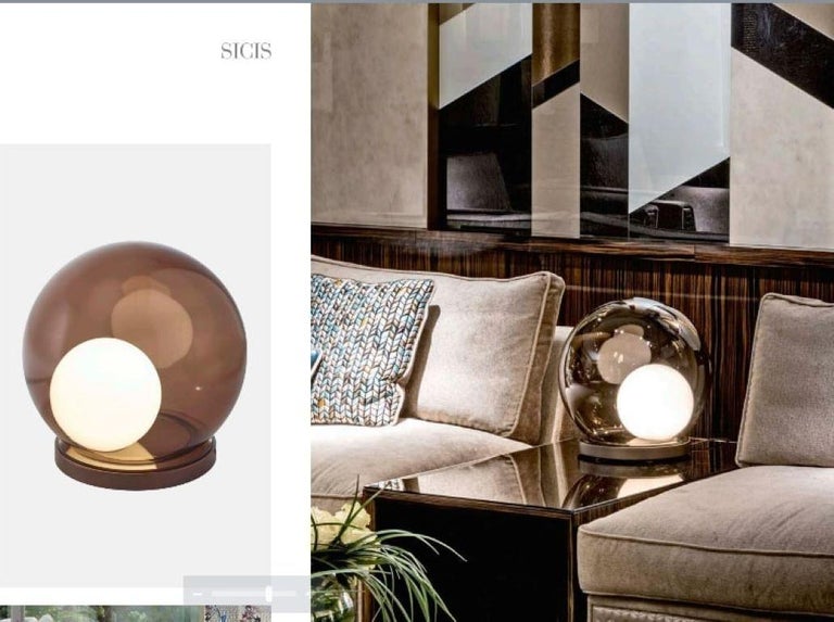 Stylish Table Lamp Bronzed Metal Frame Decorative White Matt sphere ...