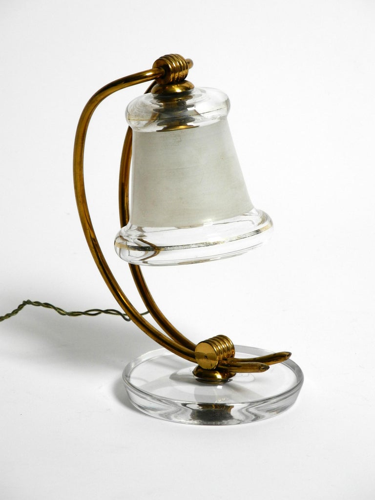 Beautiful Small Italian Table Lamp Made of Brass with a Glass Shade and ...