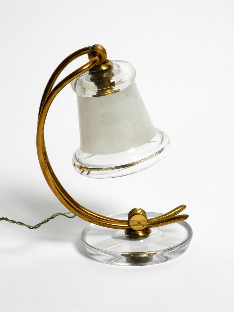 Beautiful Small Italian Table Lamp Made of Brass with a Glass Shade and ...