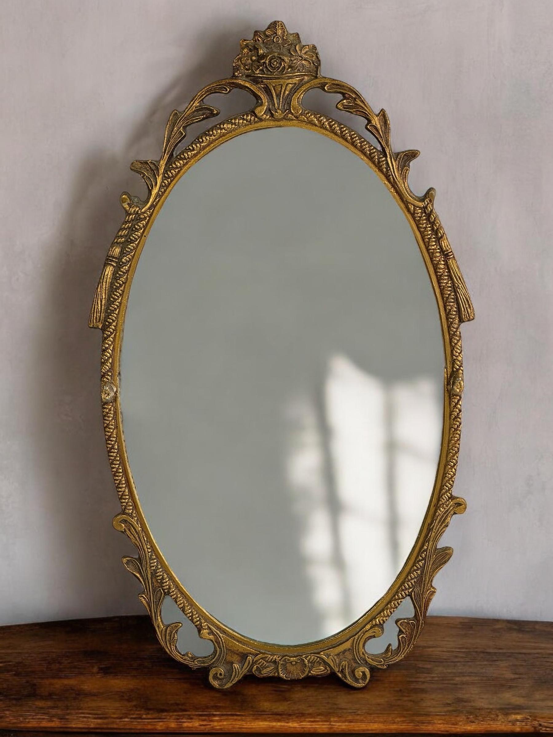Beautiful Stunning Gilded Tole Toleware Brass Frame Mirror Vintage ...