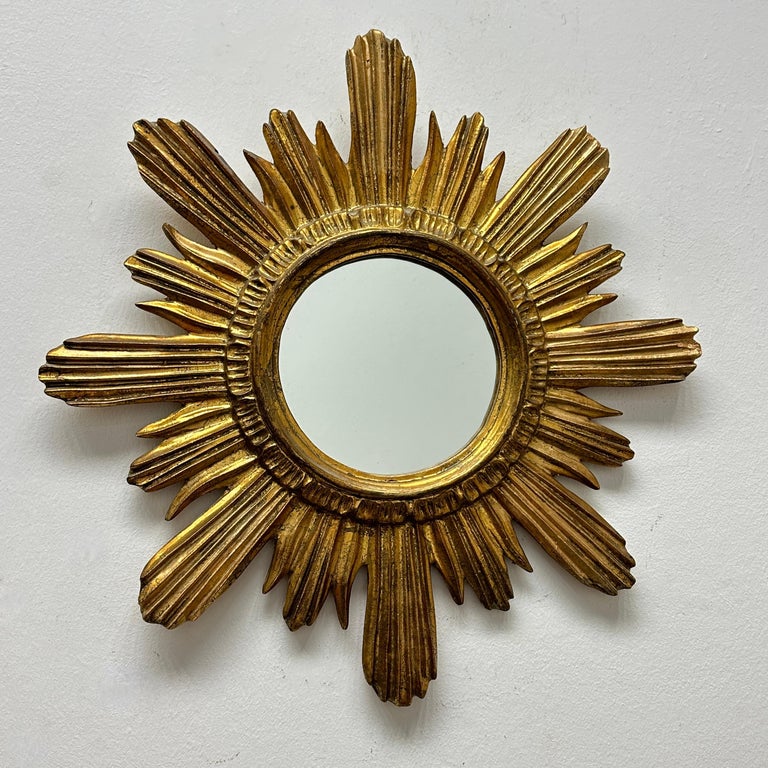 Beautiful Sunburst Starburst Mirror Wood Stucco, Italy, circa 1960s For ...