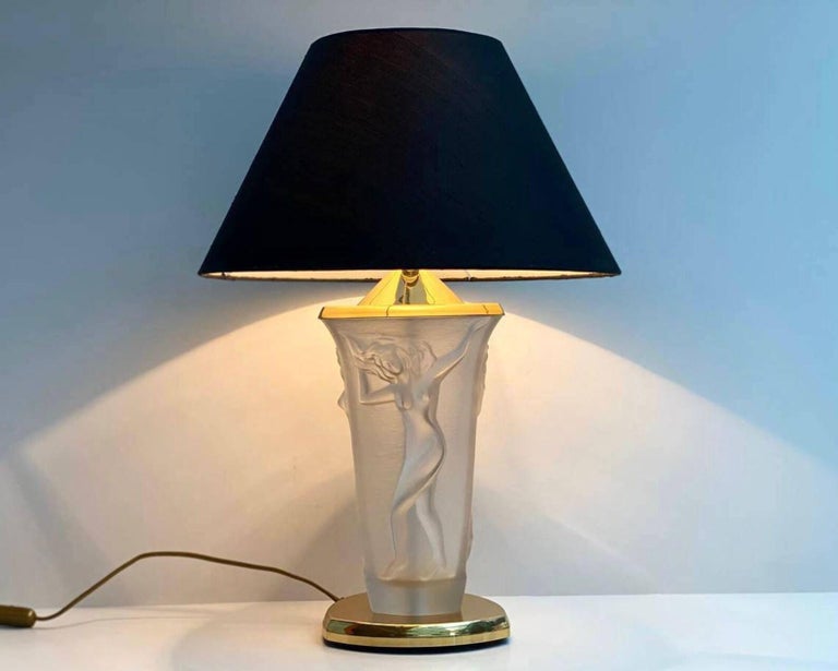 Beautiful Table Lamp with Three Embossed Graces on the Opaque Glass ...