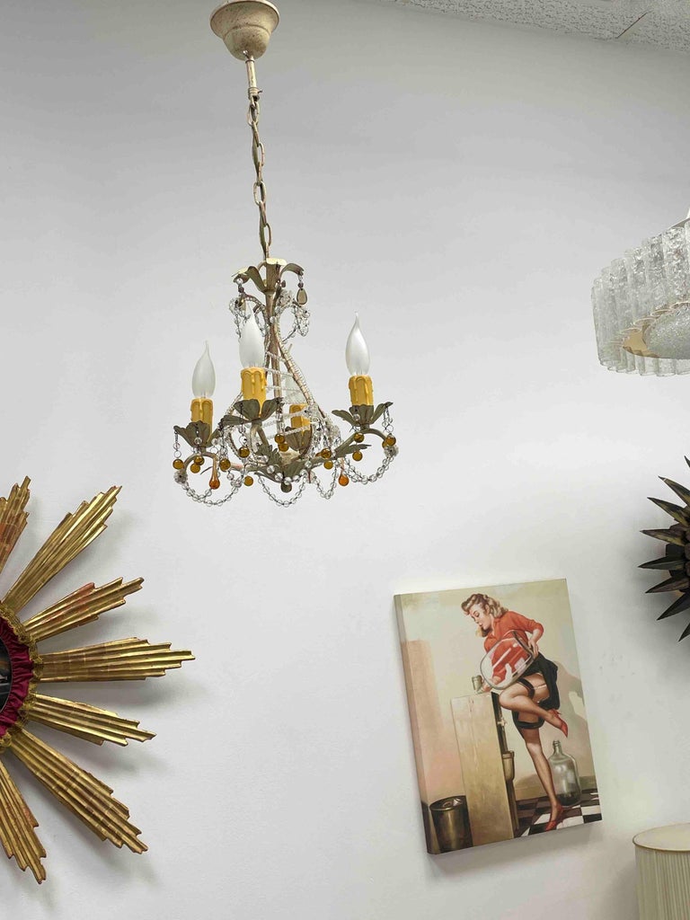 Beautiful Tole Shabby Chic Florence Flower Chandelier with Crystals ...