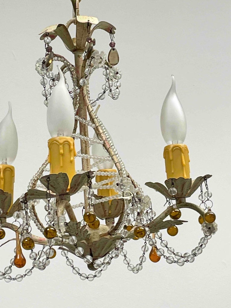 Beautiful Tole Shabby Chic Florence Flower Chandelier with Crystals ...