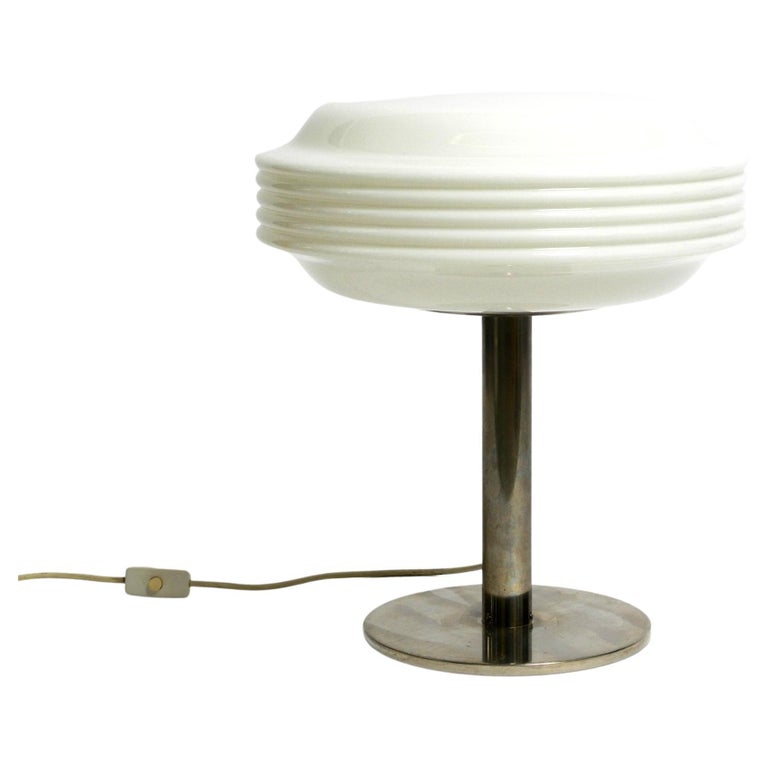 Beautiful, very large, heavy Mid Century nickel-plated metal table lamp ...
