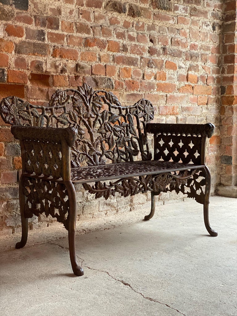Beautiful Victorian Style Cast Iron Garden Bench Seat Ornate at 1stDibs