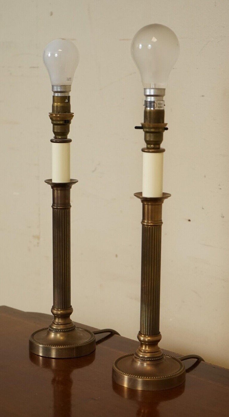 Beautiful Victorian Style Pair of Brass Table Lamps For Sale at 1stDibs