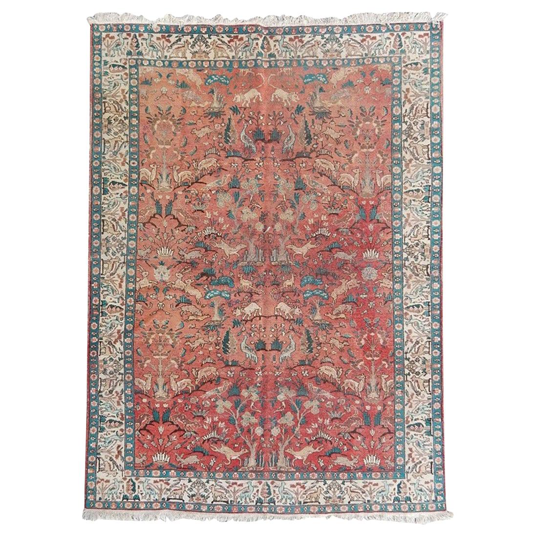 Beautifully Designed Antique Tabriz Rug For Sale at 1stDibs