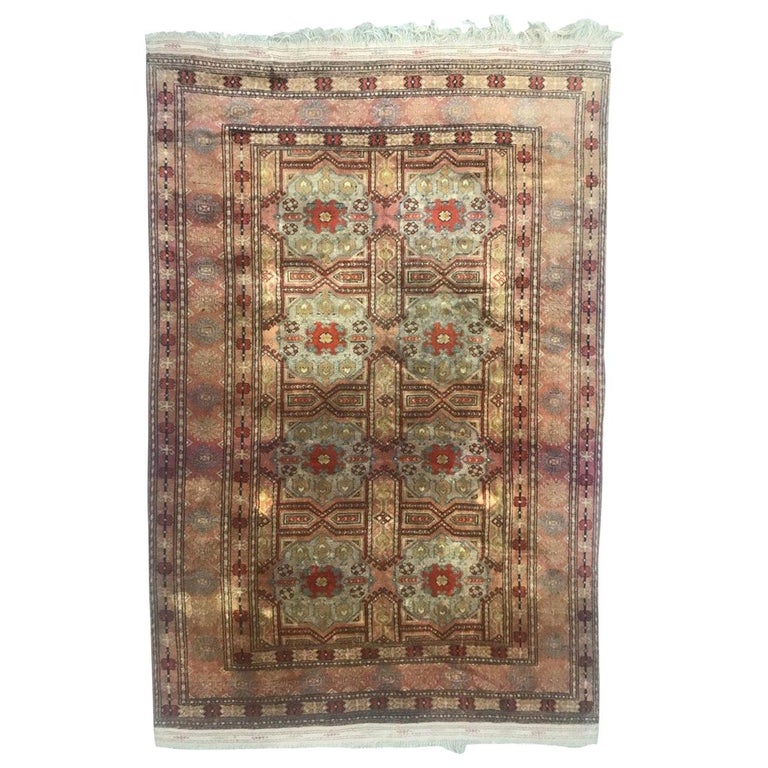 Beautiful Vintage Geometrical Design Turkmen Rug For Sale at 1stDibs