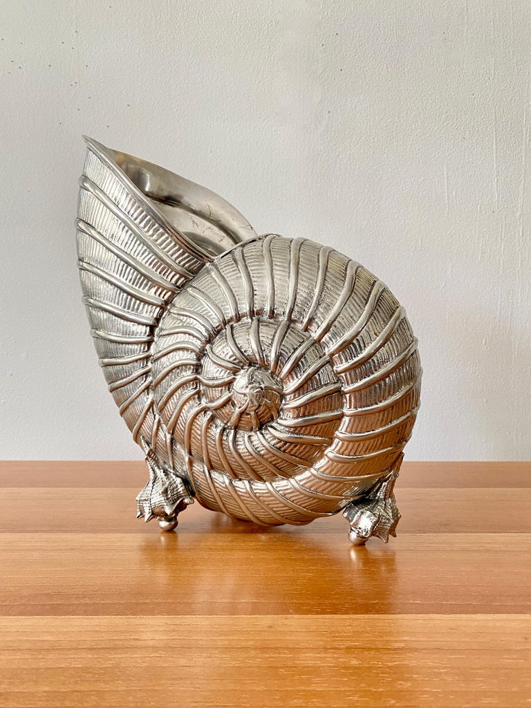 Beautiful Vintage Giovanni Patrini Pewter Shell Wine Cooler For Sale at ...
