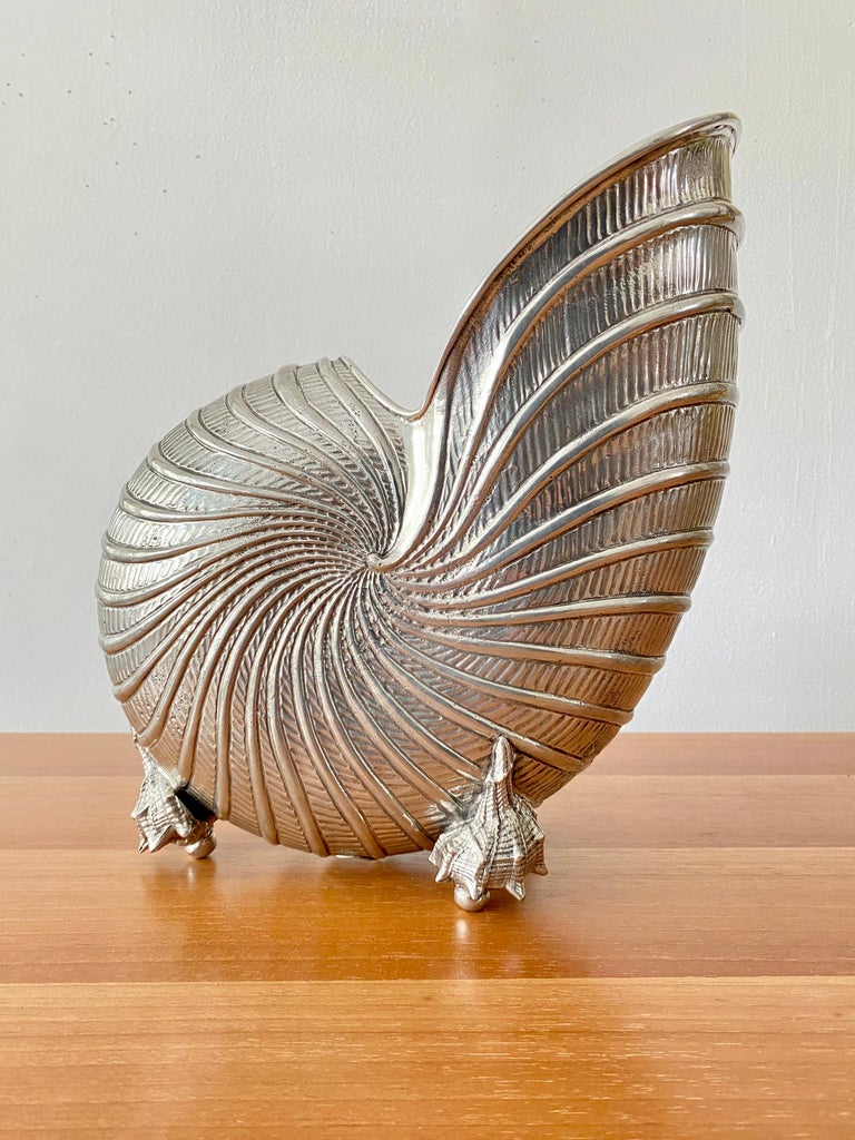 Beautiful Vintage Giovanni Patrini Pewter Shell Wine Cooler For Sale at ...