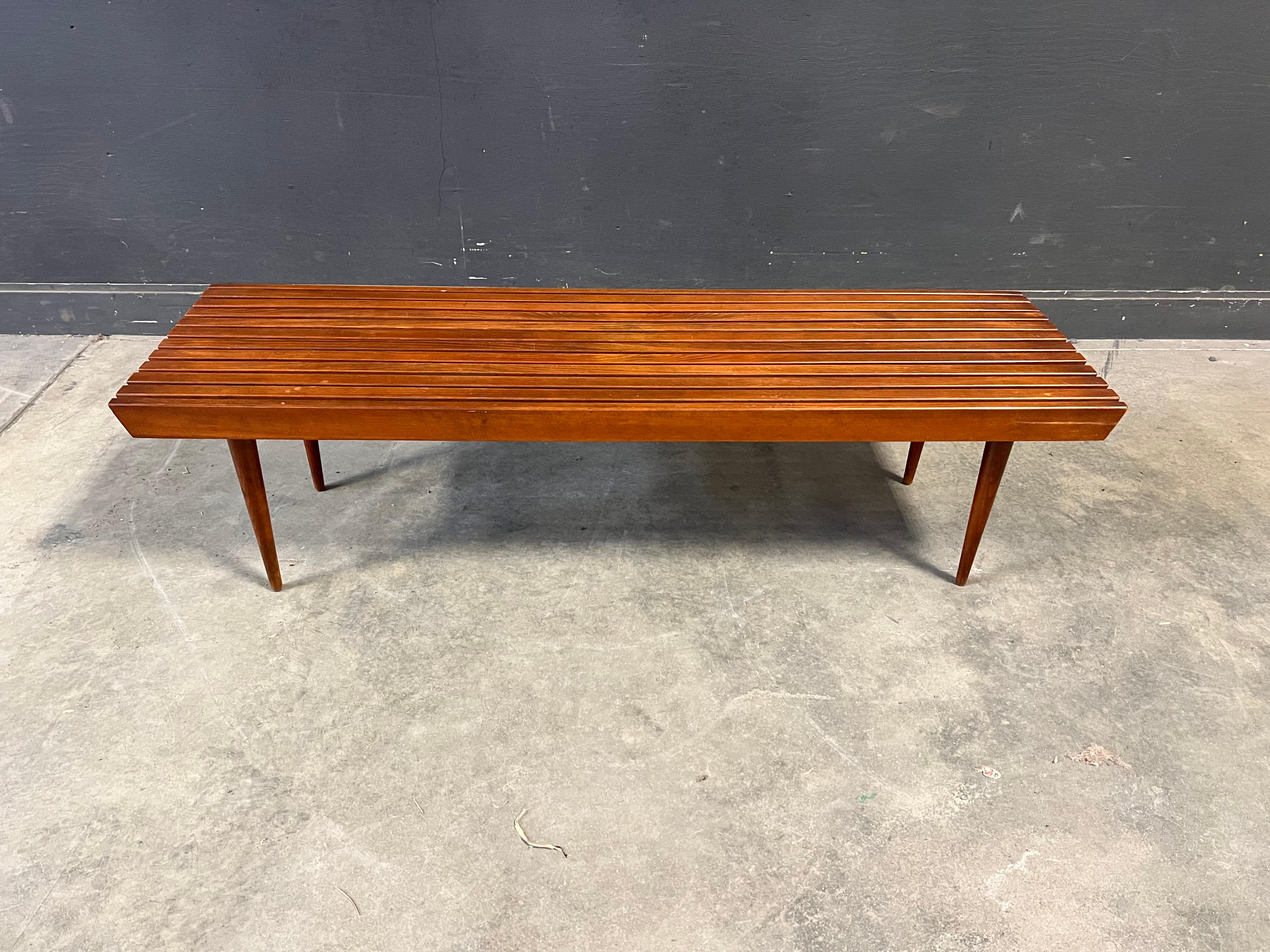 Beautiful Vintage Modern Walnut Slat Bench at 1stDibs | modern slat bench