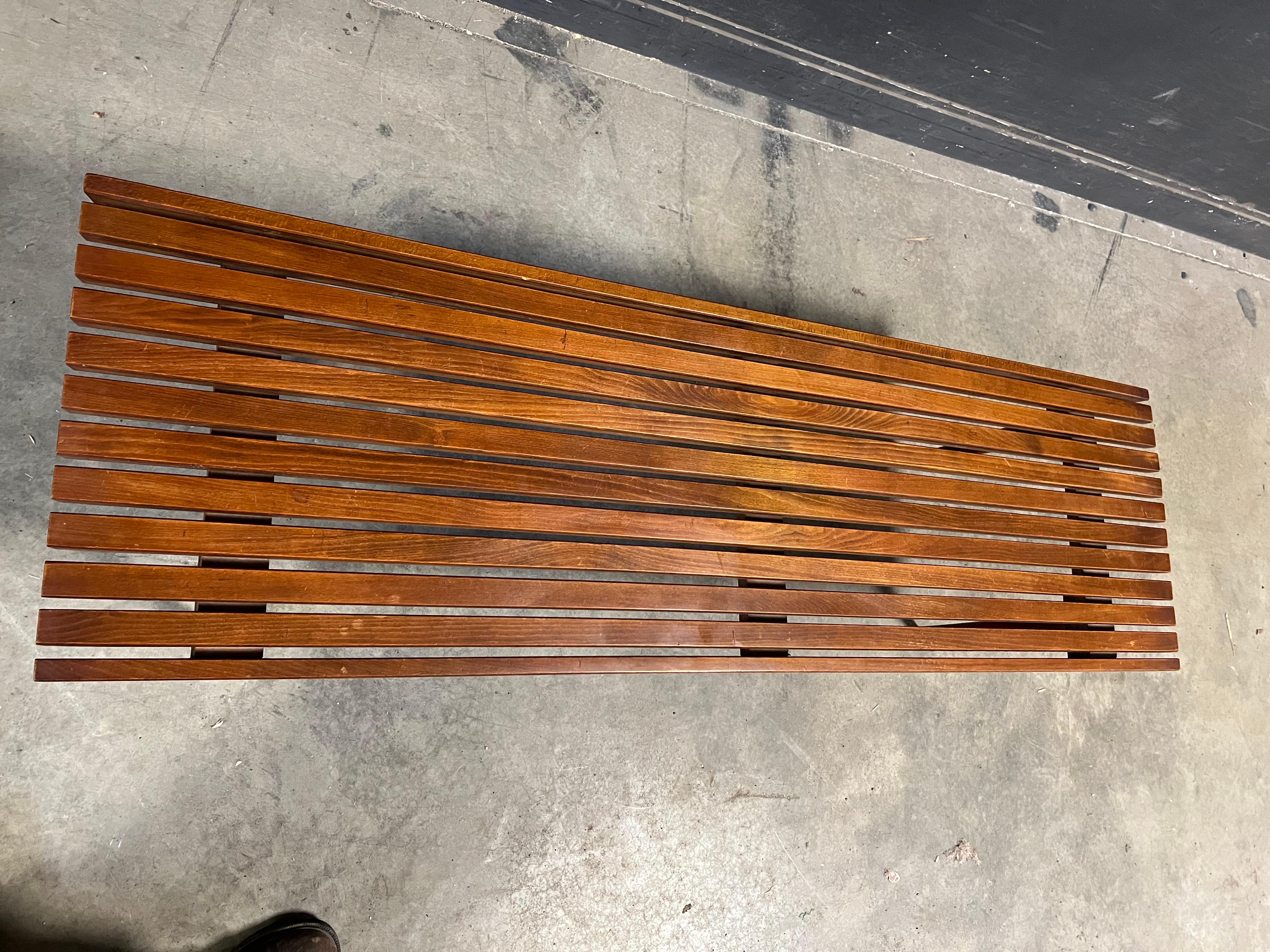 Beautiful Vintage Modern Walnut Slat Bench at 1stDibs | modern slat bench
