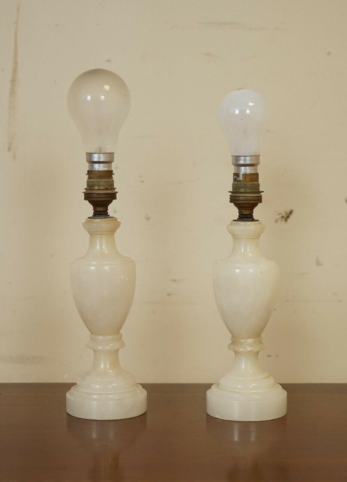 Beautiful Vintage Pair of White Onyx Marble Lamps at 1stDibs
