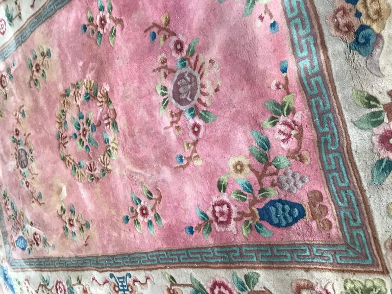 Beautiful Vintage Pink Chinese Rug For Sale at 1stDibs