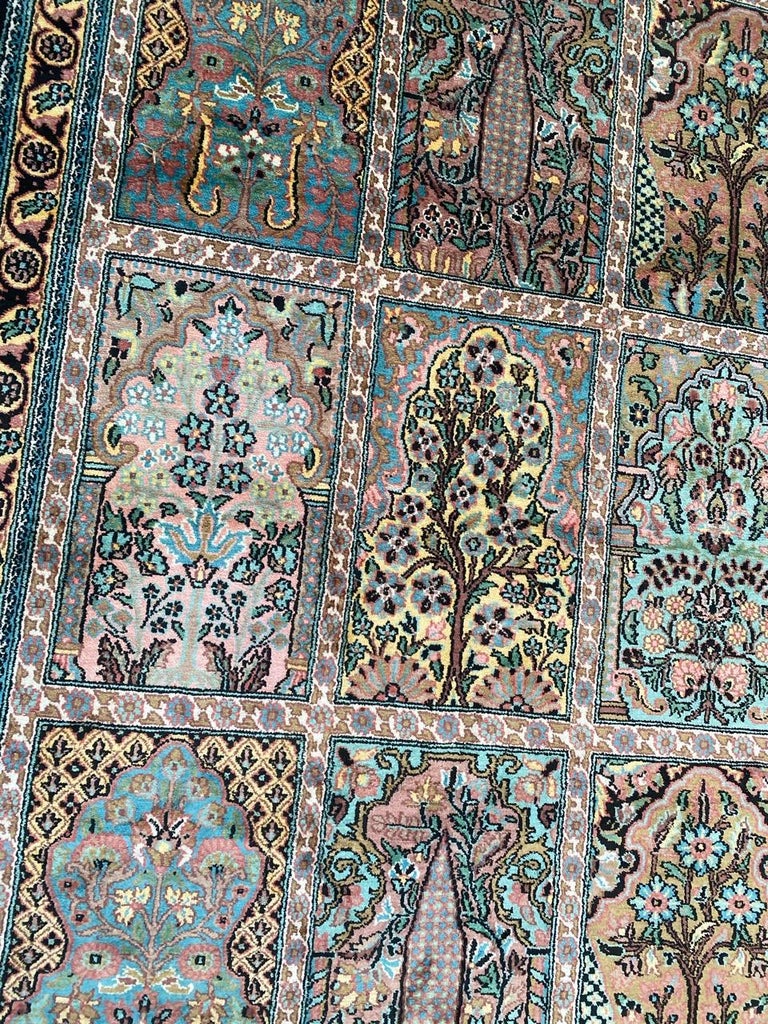 Beautiful Vintage Silk Kashmir Rug For Sale at 1stDibs