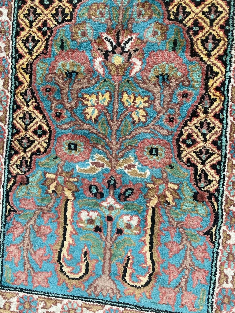 Beautiful Vintage Silk Kashmir Rug For Sale at 1stDibs