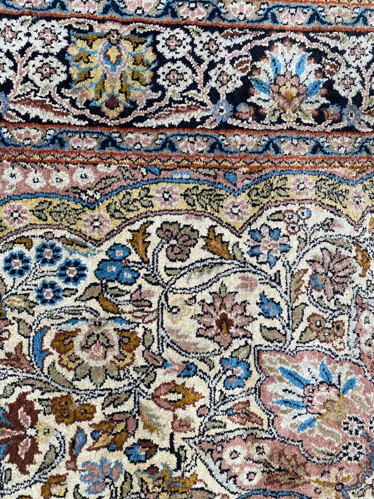 Beautiful Vintage Silk Kashmir Rug For Sale at 1stDibs