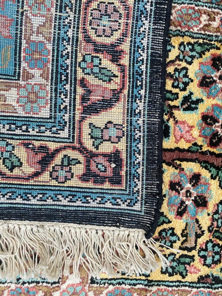 Beautiful Vintage Silk Kashmir Rug For Sale at 1stDibs