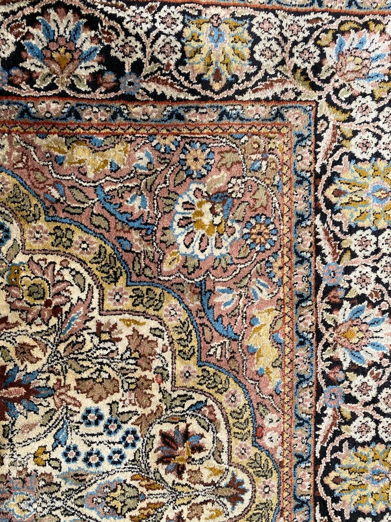 Beautiful Vintage Silk Kashmir Rug For Sale at 1stDibs