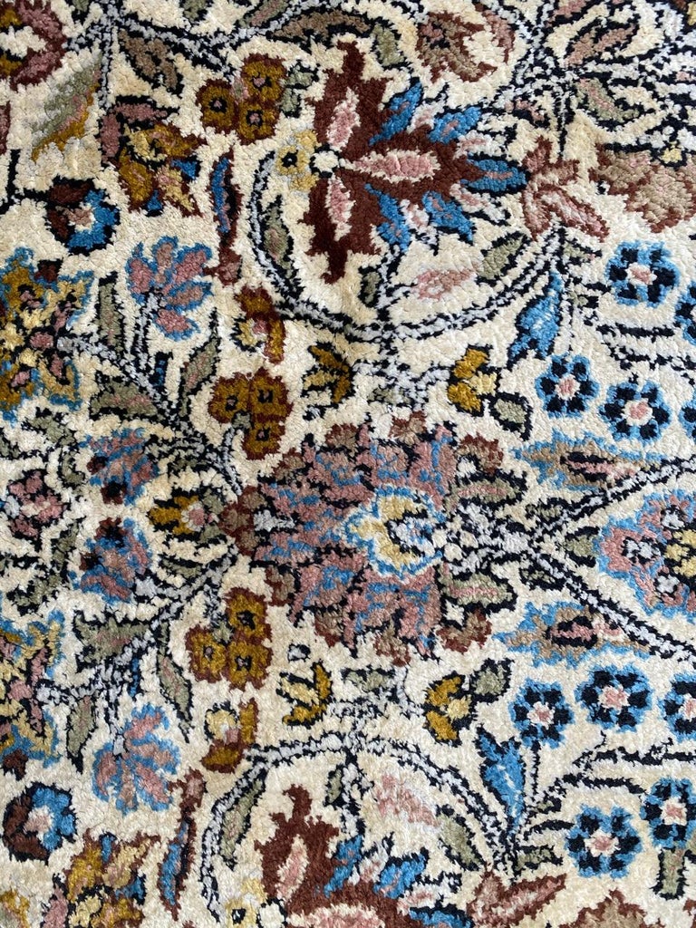 Beautiful Vintage Silk Kashmir Rug For Sale at 1stDibs