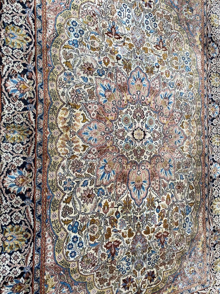 Beautiful Vintage Silk Kashmir Rug For Sale at 1stDibs