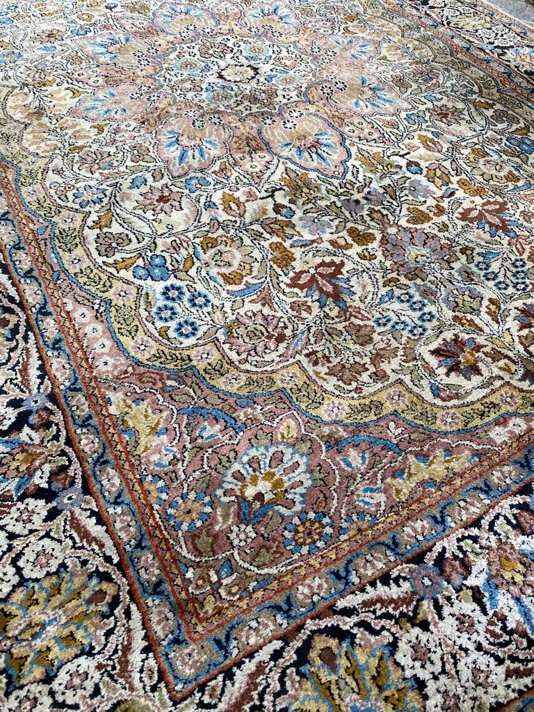 Beautiful Vintage Silk Kashmir Rug For Sale at 1stDibs