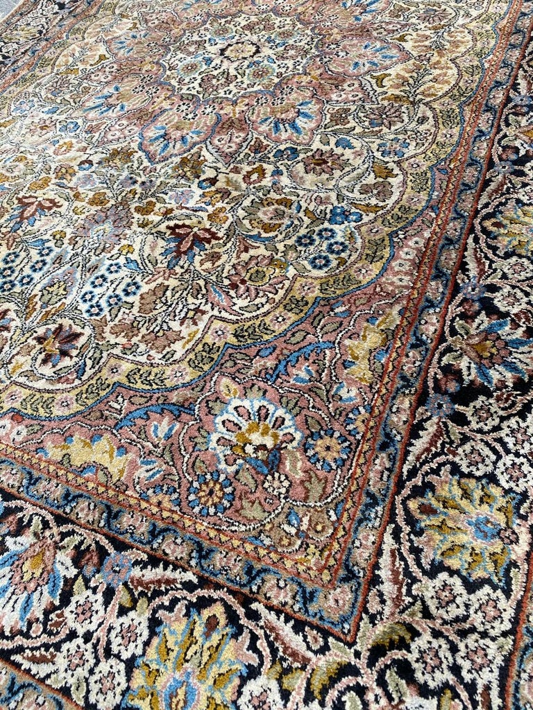 Beautiful Vintage Silk Kashmir Rug For Sale at 1stDibs