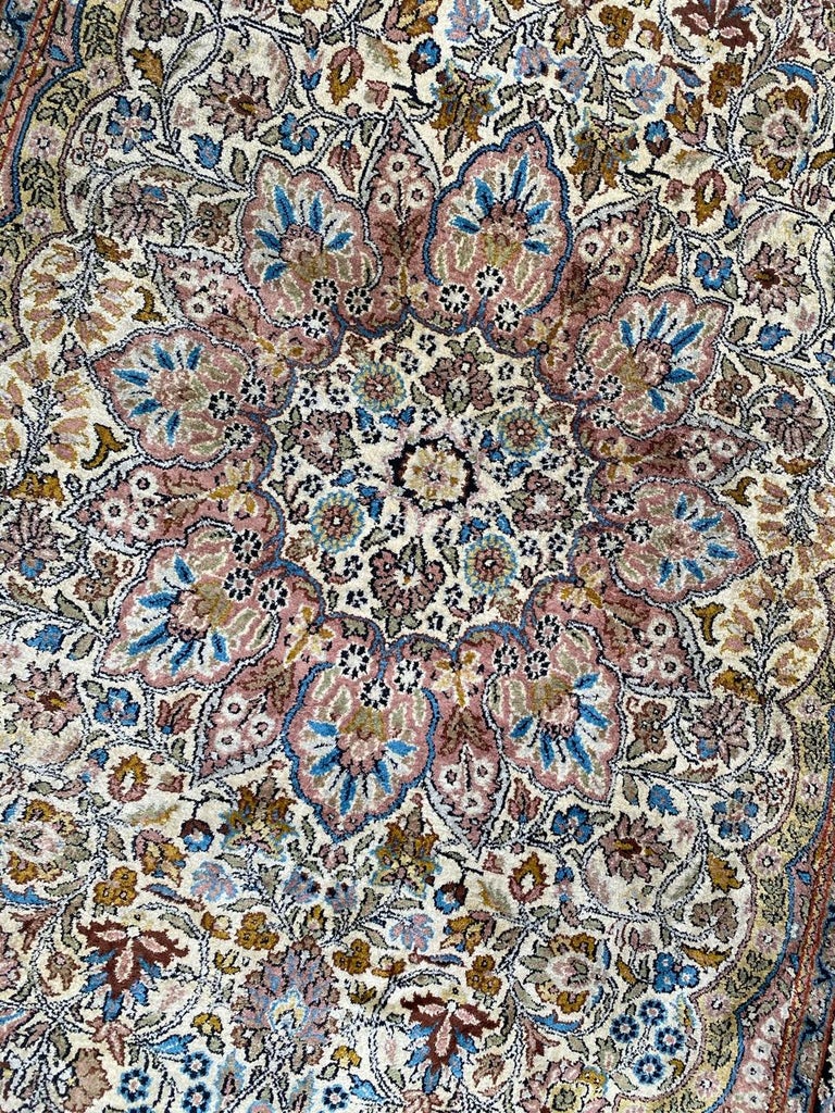 Beautiful Vintage Silk Kashmir Rug For Sale at 1stDibs