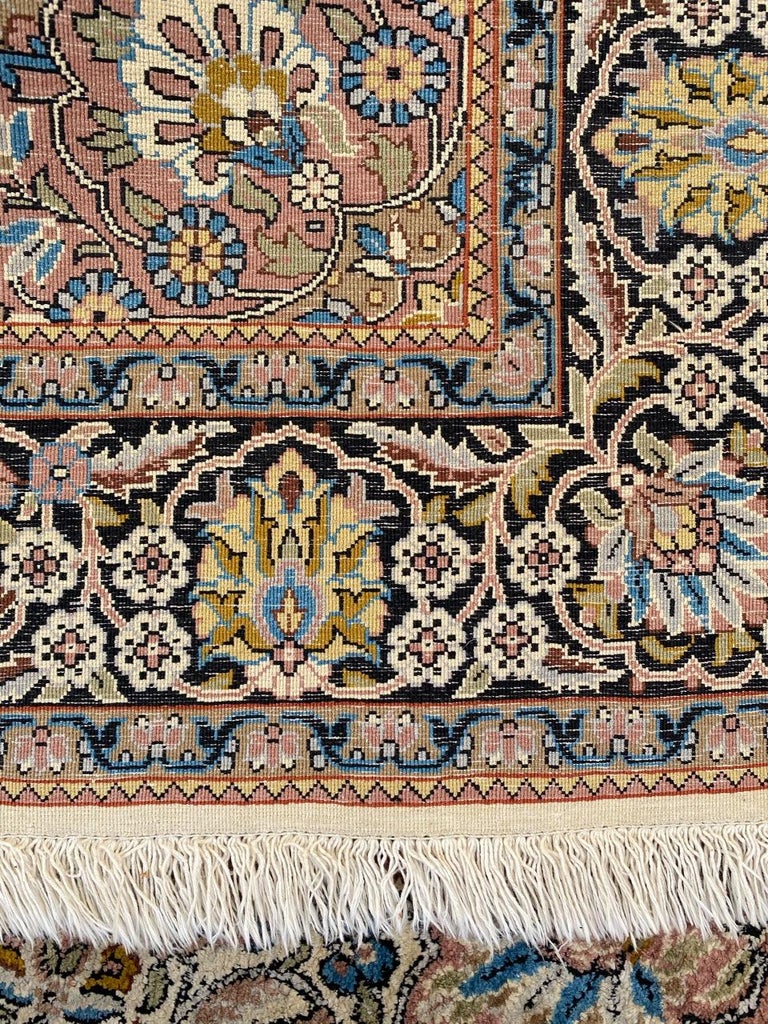 Beautiful Vintage Silk Kashmir Rug For Sale at 1stDibs