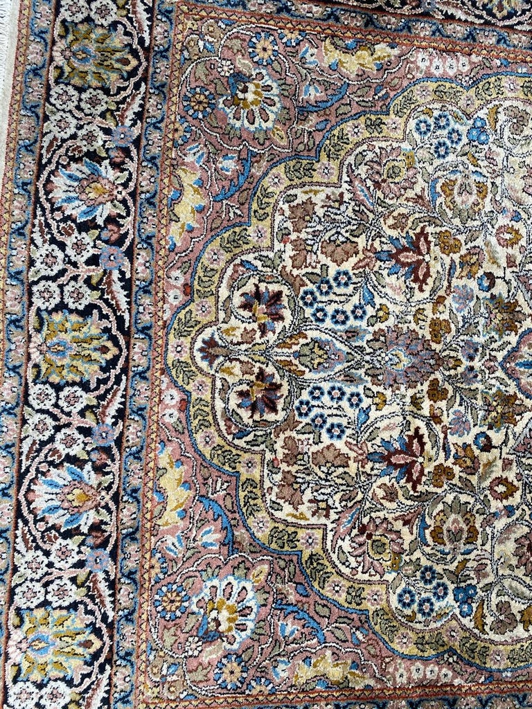 Beautiful Vintage Silk Kashmir Rug For Sale at 1stDibs