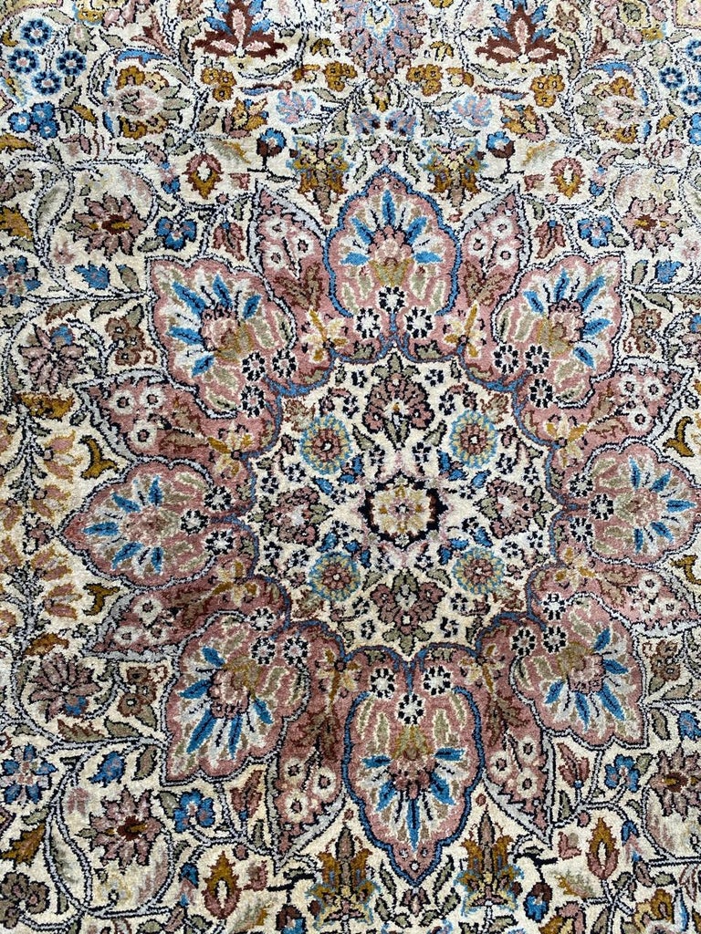 Beautiful Vintage Silk Kashmir Rug For Sale at 1stDibs