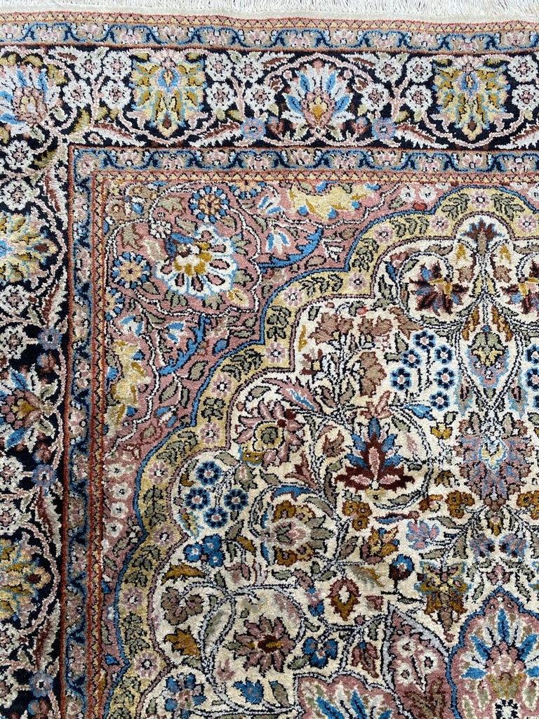Beautiful Vintage Silk Kashmir Rug For Sale at 1stDibs
