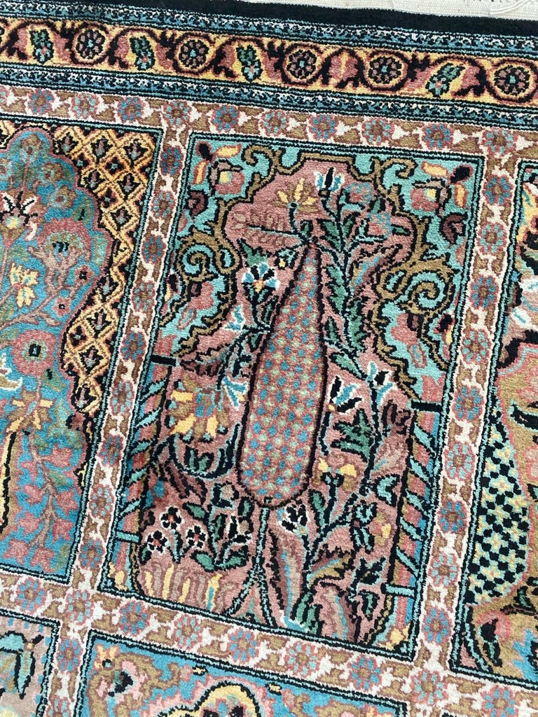 Beautiful Vintage Silk Kashmir Rug For Sale at 1stDibs