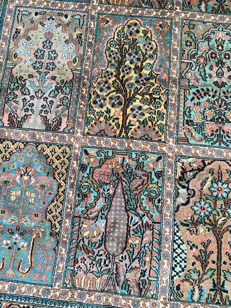 Beautiful Vintage Silk Kashmir Rug For Sale at 1stDibs
