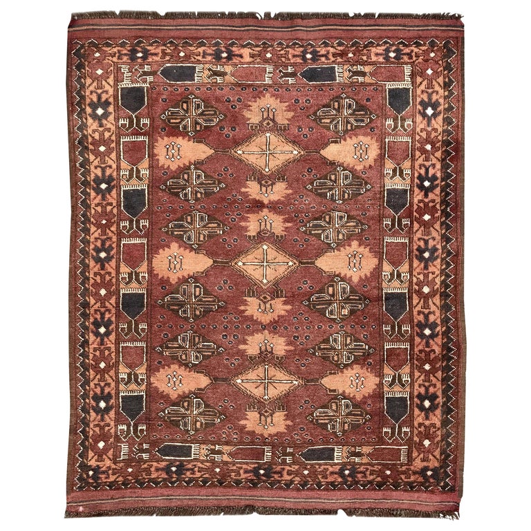 Beautiful Vintage Turkmen Afghan Rug For Sale at 1stDibs