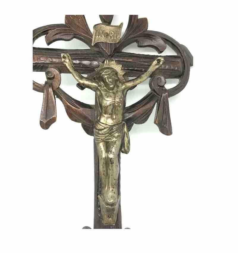 Beautiful Wood Carved Crucifix Antique German Black Forest Folk Art For ...