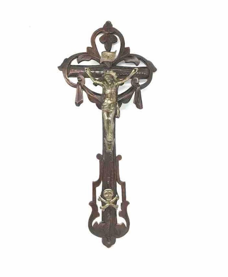 Beautiful Wood Carved Crucifix Antique German Black Forest Folk Art For ...