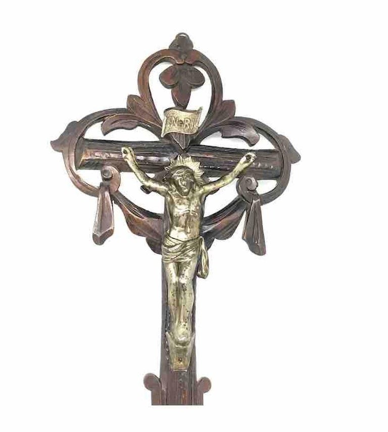 Beautiful Wood Carved Crucifix Antique German Black Forest Folk Art For ...