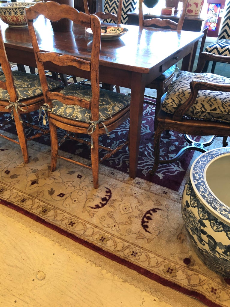 Beautiful Wool Rug in Maroon and Cream For Sale at 1stDibs