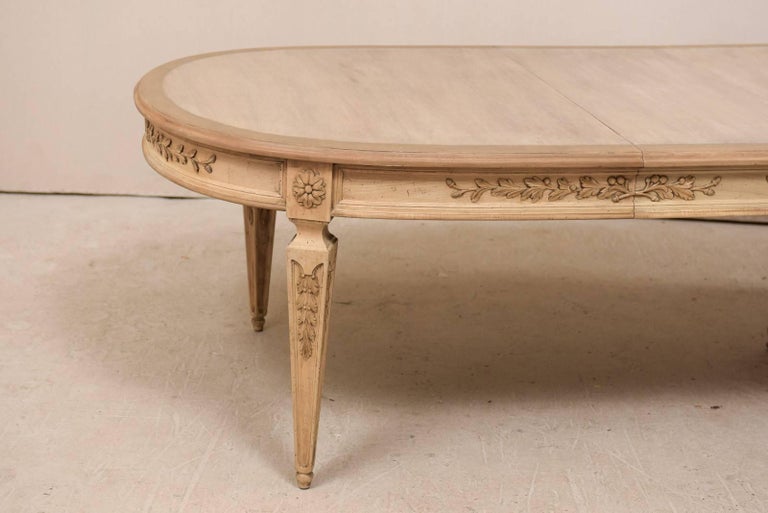 Beautifully Carved Ash Wood Oval Dining Table with Removable Leaves at ...