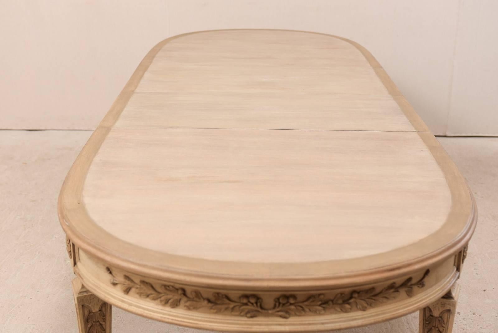 Beautifully Carved Ash Wood Oval Dining Table with Removable Leaves at ...