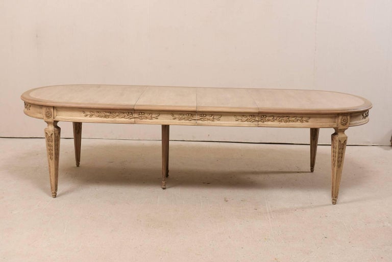 Beautifully Carved Ash Wood Oval Dining Table with Removable Leaves at ...