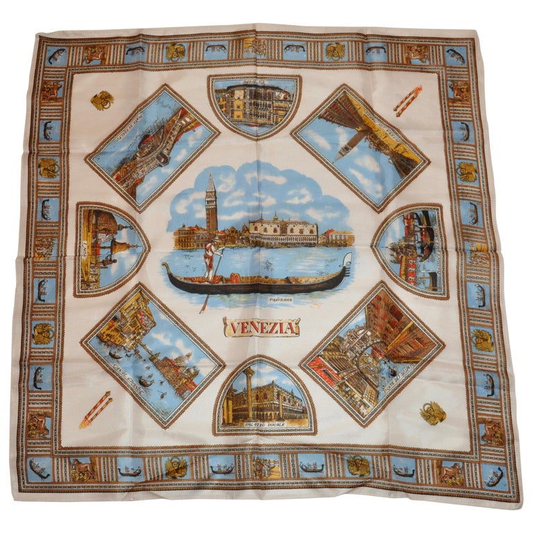 Beautifully Elegant "Scenes of Venice" Scarf For Sale at 1stDibs