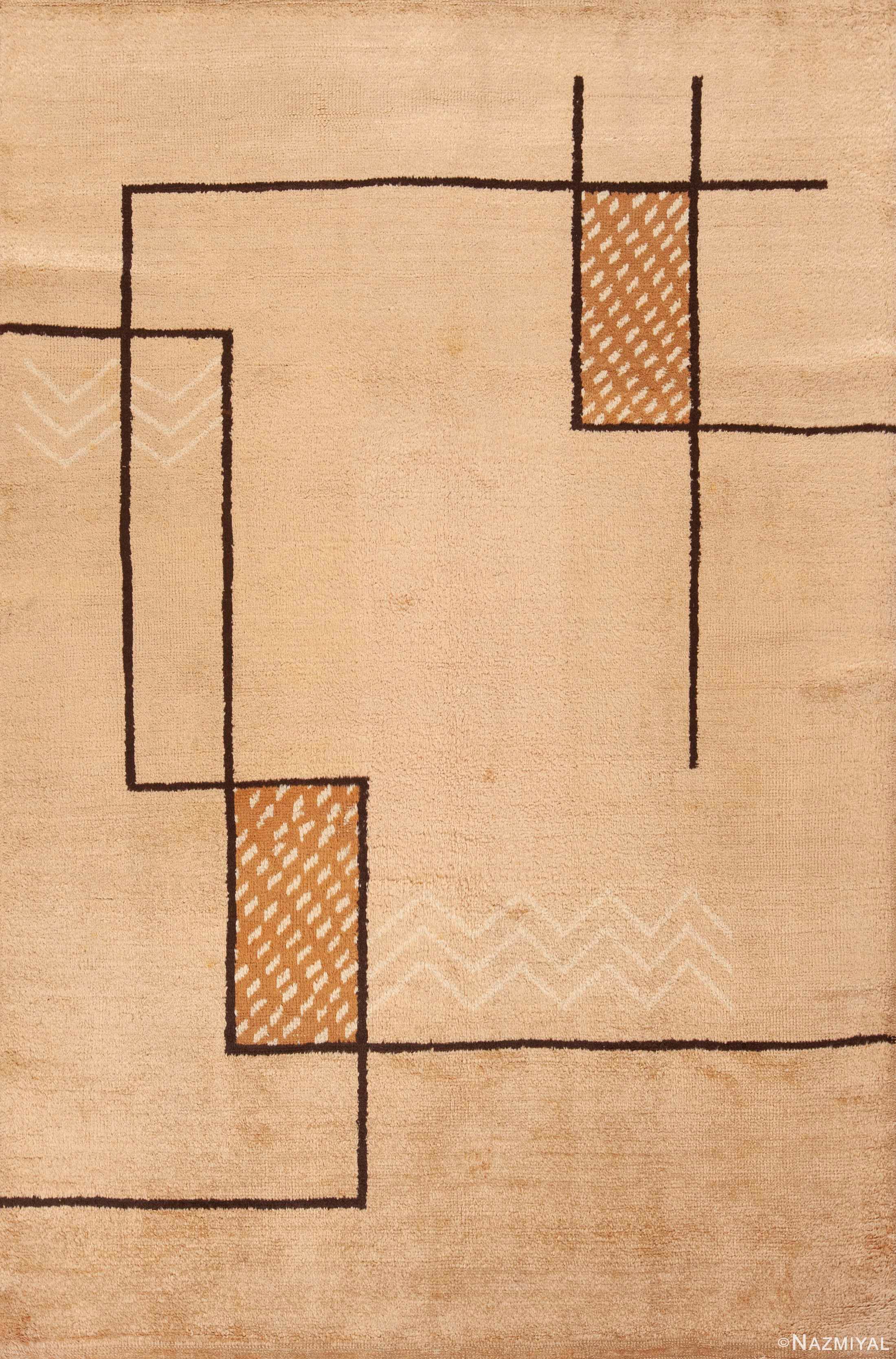 Beautifully Geometric Antique Minimalist French Art Deco Area Rug 6'5 ...