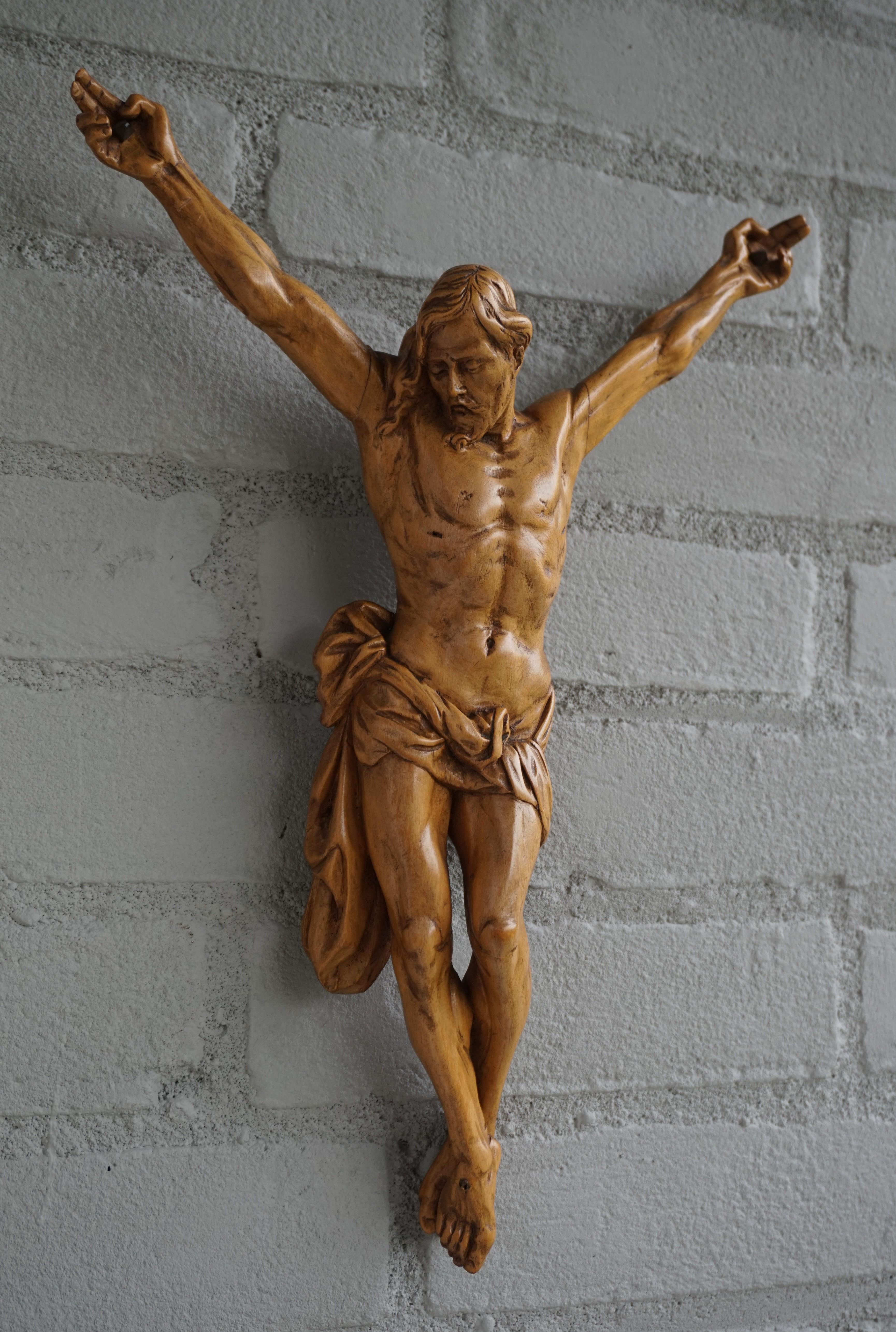 Beautifully Hand Carved Vintage Wooden Corpus of Jesus Christ for Wall ...