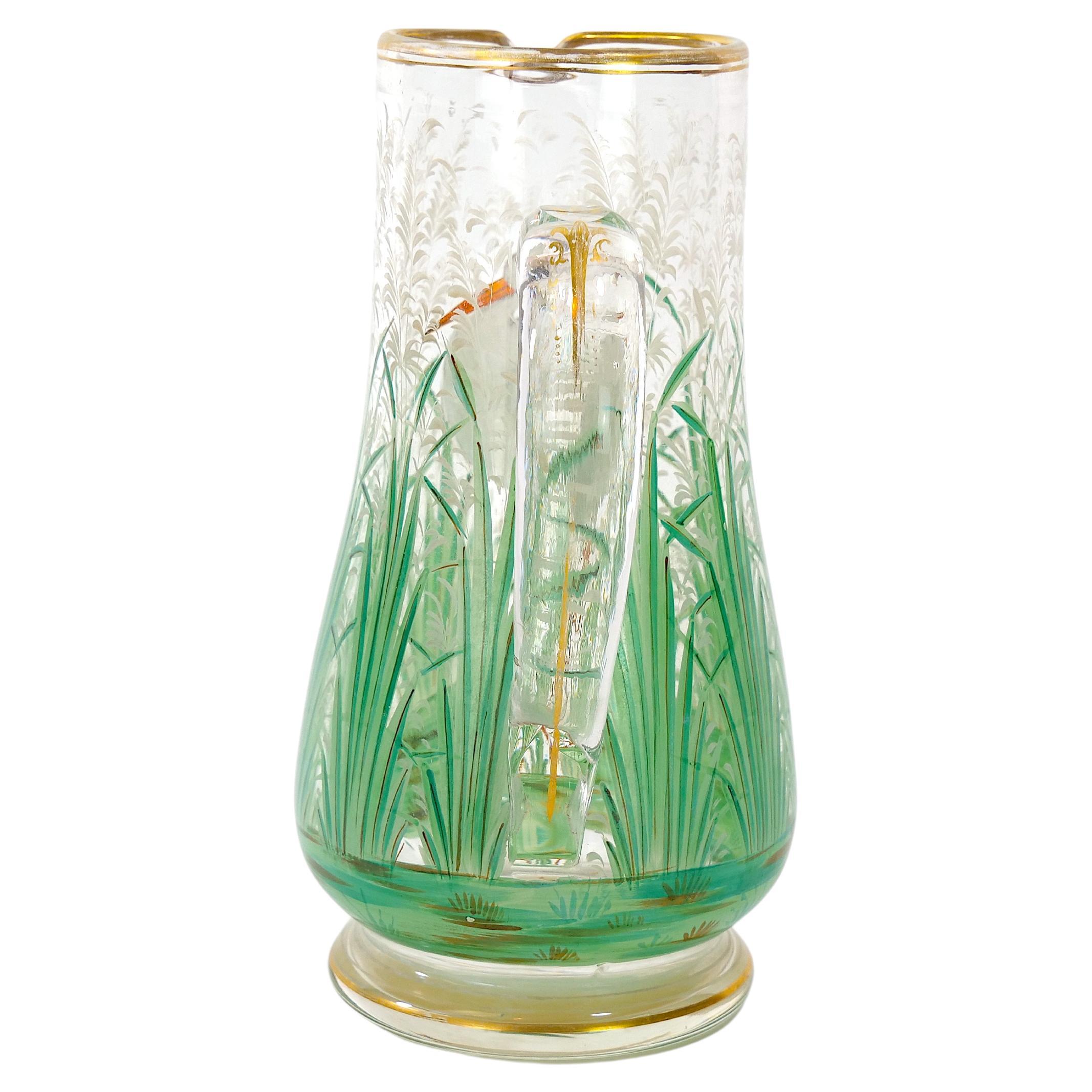Beautifully Hand Painted Moser Martini Pitcher Service For Sale at 1stDibs